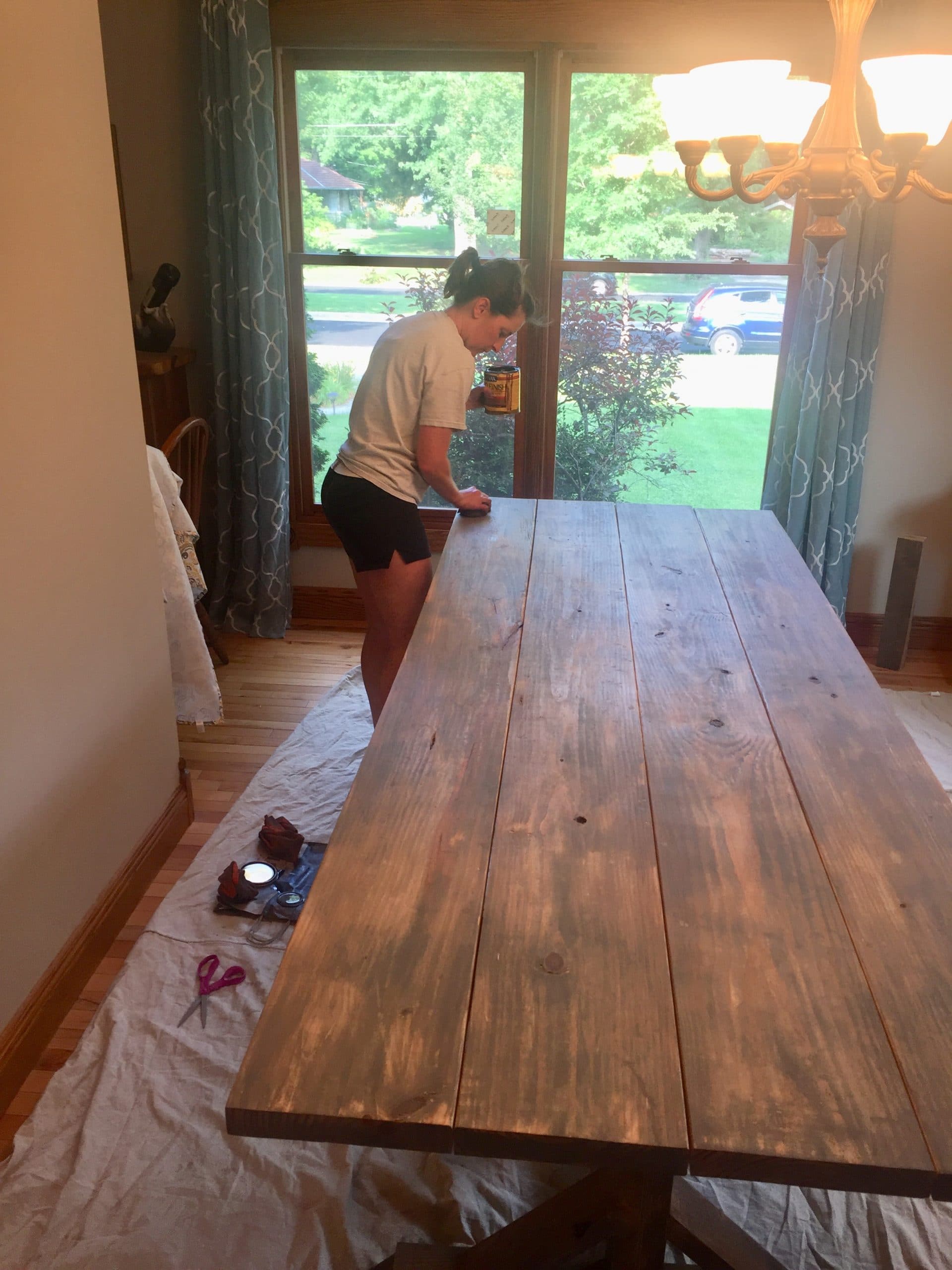 DIY Farmhouse Dining Table - Living in Normal